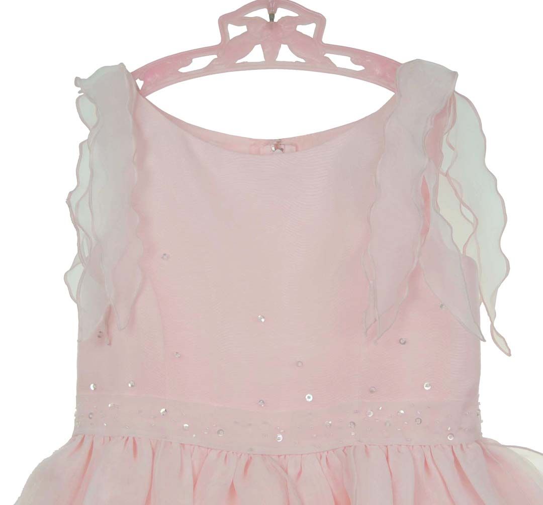 NEW Sarah Louise Pink Organdy Dress with Delicate Overlay and Sequins