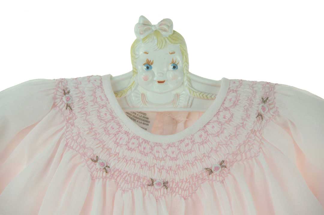 NEW Sarah Louise Pink Smocked Diaper Set with Rosebud Embroidery
