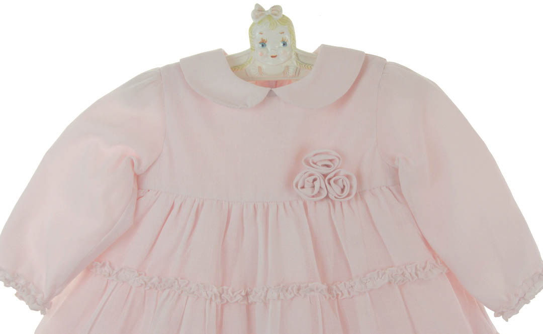 NEW Sarah Louise Pink Voile Long Sleeved Dress with Tiers of Ruffles ...