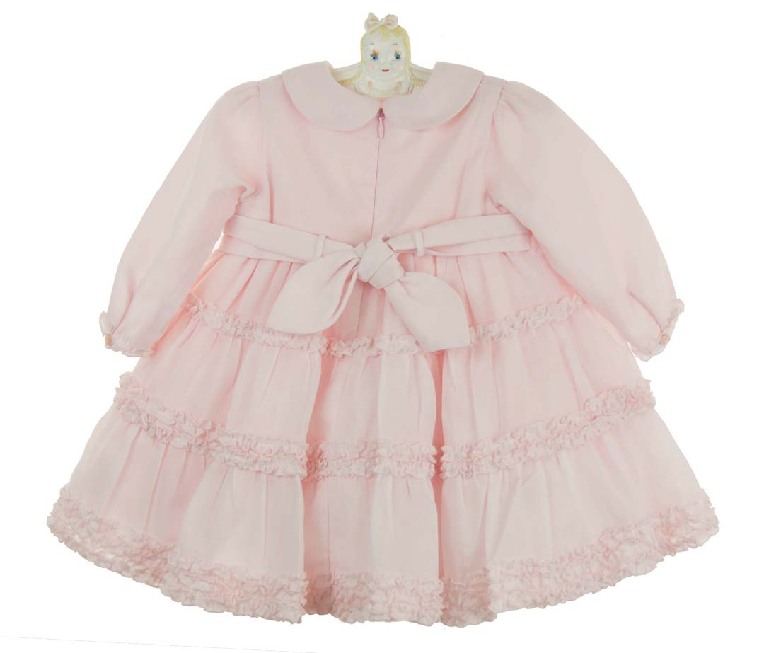 NEW Sarah Louise Pink Voile Long Sleeved Dress with Tiers of Ruffles ...