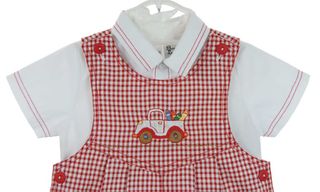 Sarah Louise red checked shortall,baby boys red shortall,toddler boys ...