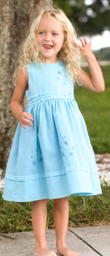 NEW Sarah Louise Teal Dress with Beaded Appliqued Flowers
