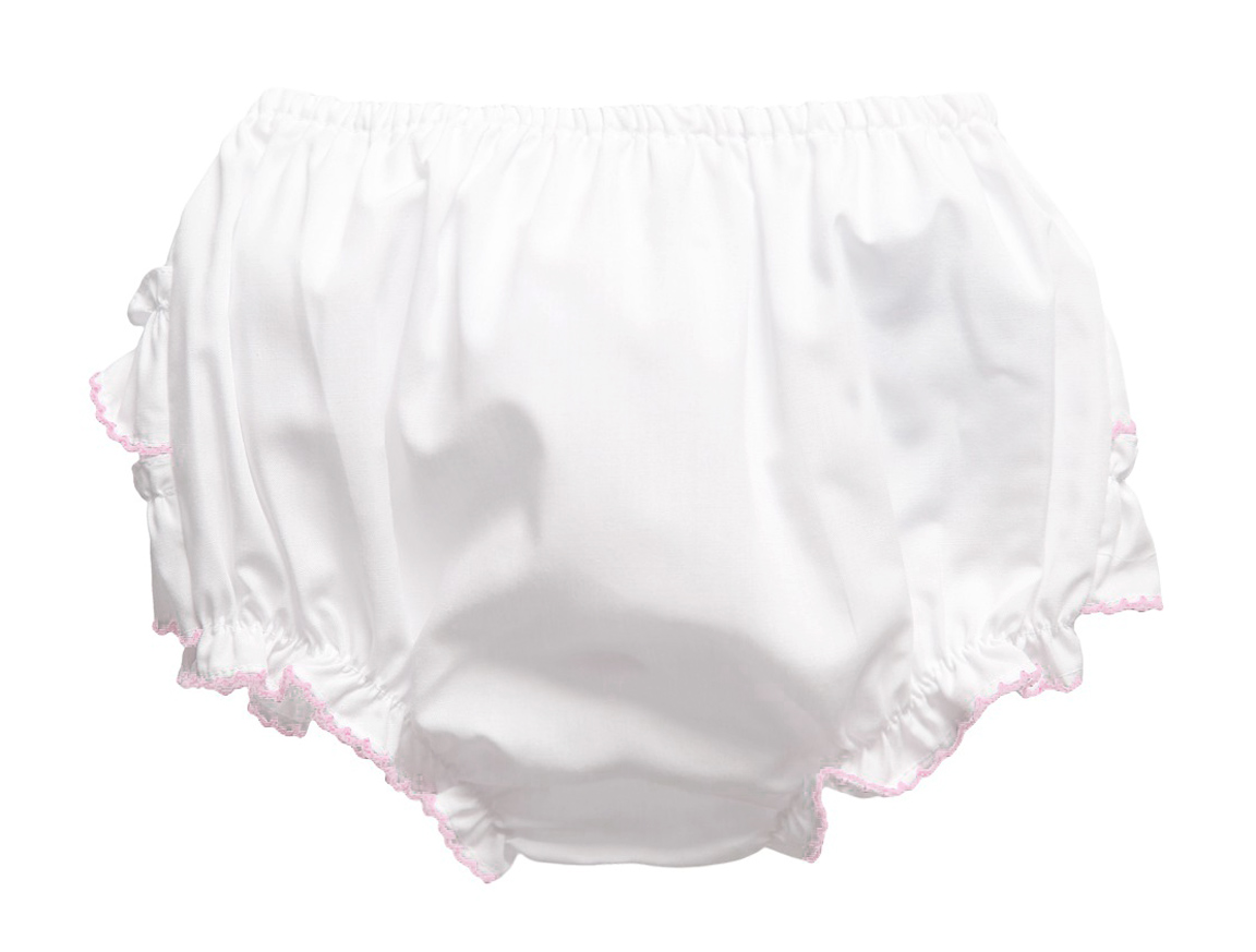 NEW Sarah Louise White Diaper Cover with Pink Trimmed Ruffles