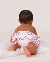 NEW Sarah Louise White Diaper Cover with Red Trimmed Ruffles