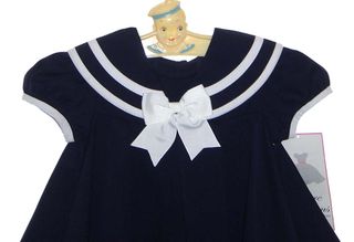 NEW Shirley Temple Style Navy Blue Pleated Sailor Dress
