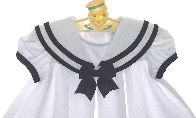 NEW Shirley Temple Style White Pleated Sailor Dress