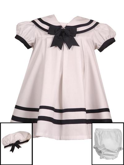 NEW Shirley Temple Style White Pleated Sailor Dress