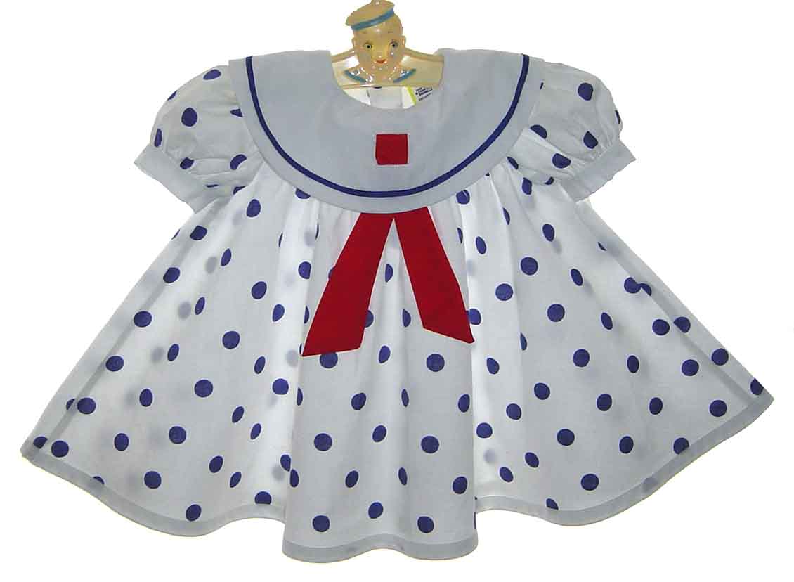 NEW Shirley Temple Style White Sailor Dress with Blue Dots and Matching ...