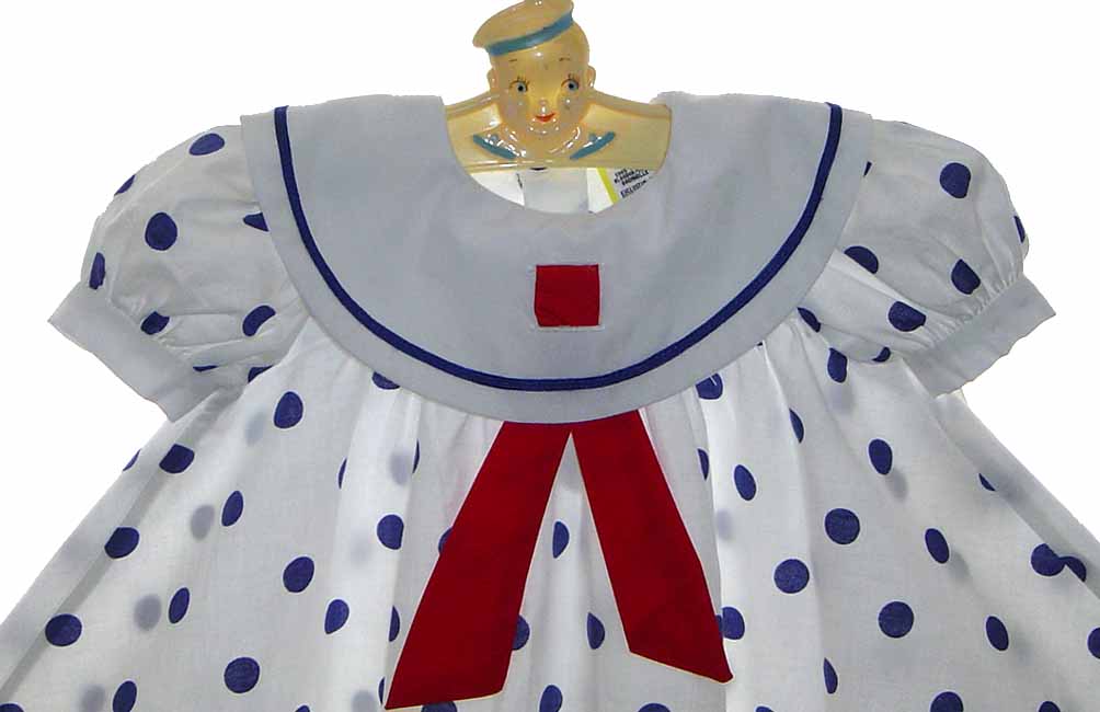 NEW Shirley Temple Style White Sailor Dress with Blue Dots and Matching ...