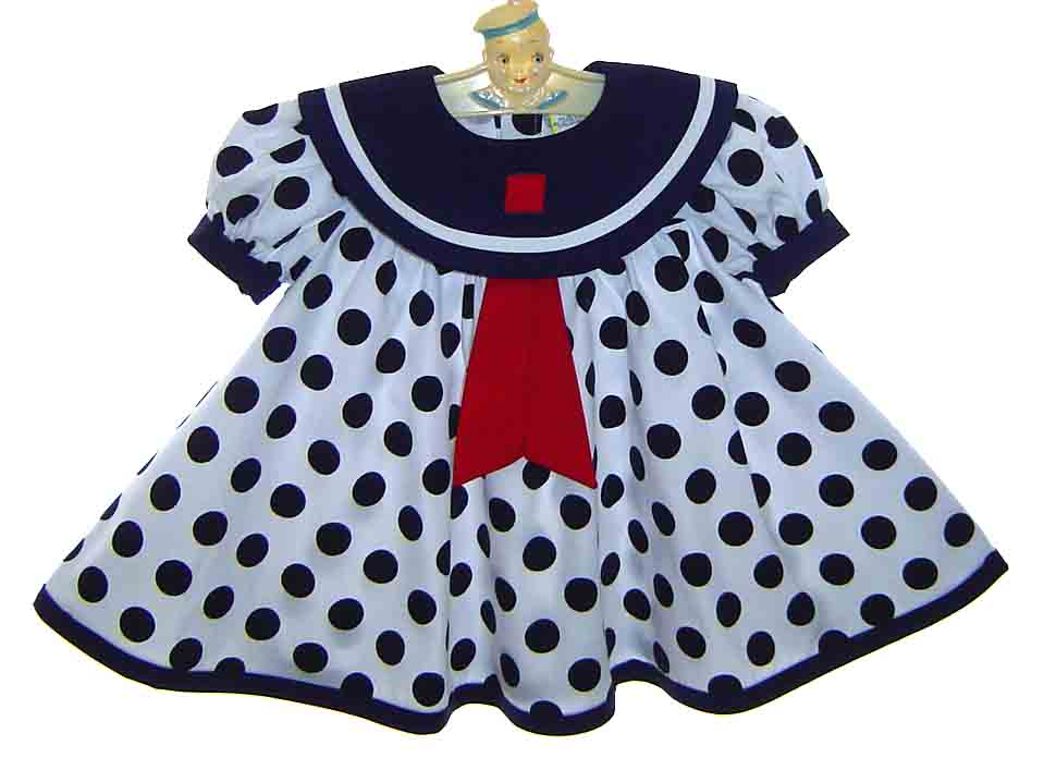 NEW Shirley Temple Style White Sailor Dress with Navy Dots and Matching ...