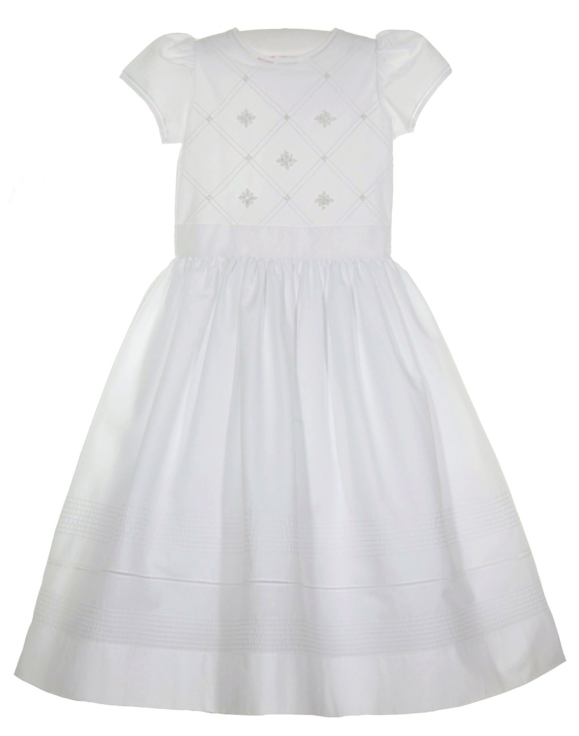 NEW Will'Beth White Batiste Dress with Rosebud and Pearl Clusters and ...