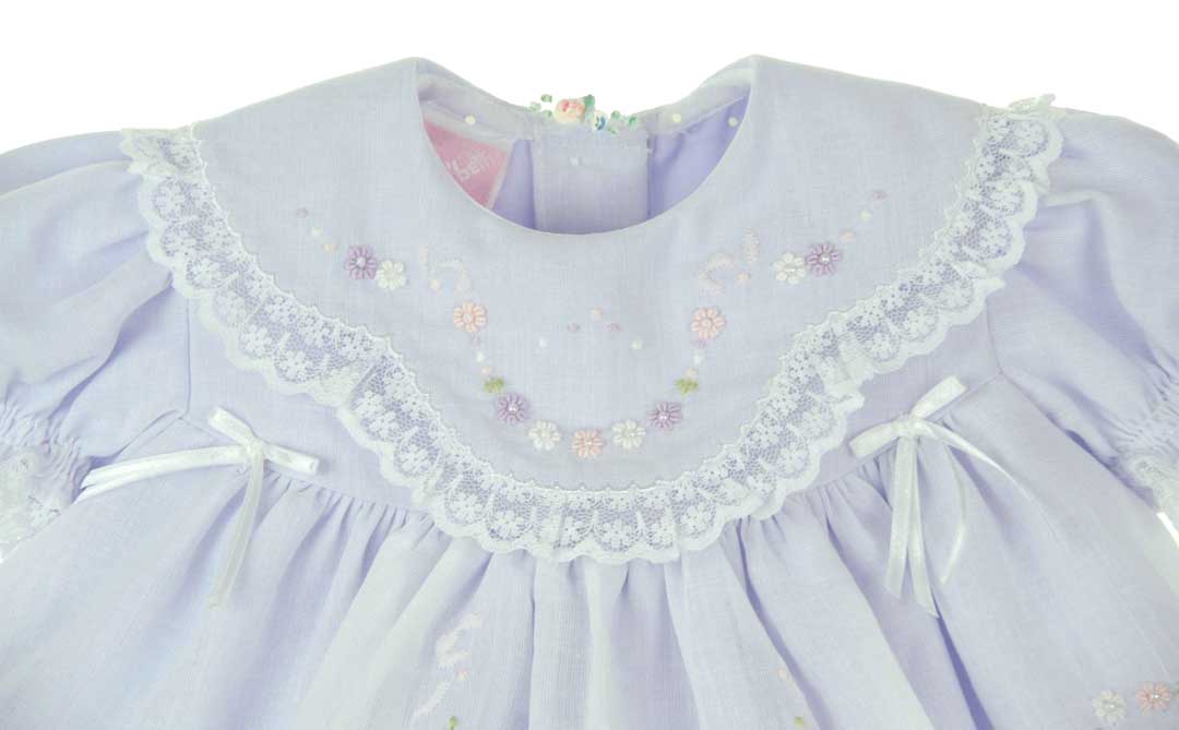 NEW Will'Beth Lavender Baby Dress with Lace, Ribbons, Embroidery, and ...