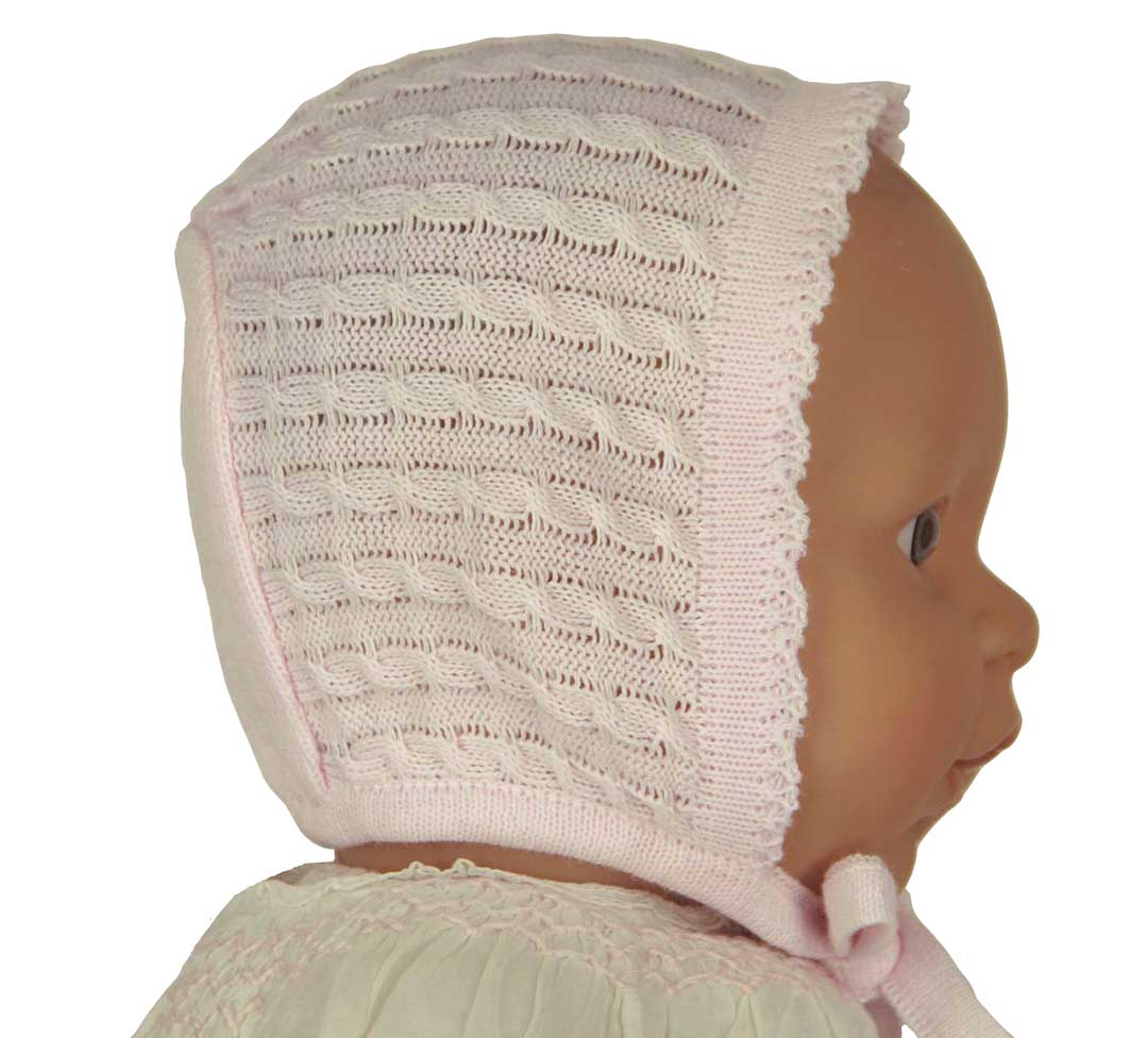 Will'Beth pink baby hat,pink knit baby bonnet,warm bonnet for baby ...