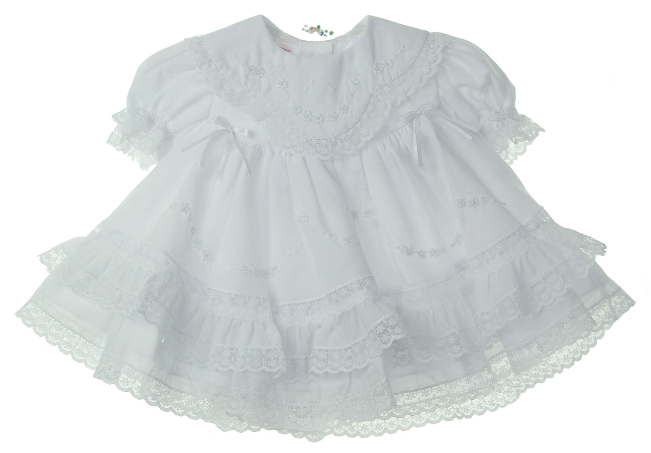 NEW Will'Beth white Baby Dress with Lace, Ribbons, Embroidery, and Seed ...