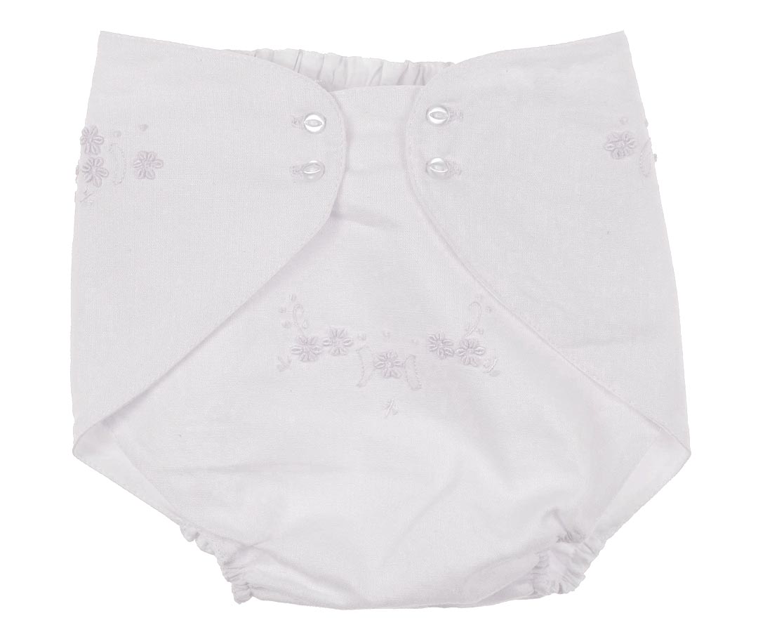 NEW Will'Beth white Cotton Diaper Set with Embroidered Diaper Cover