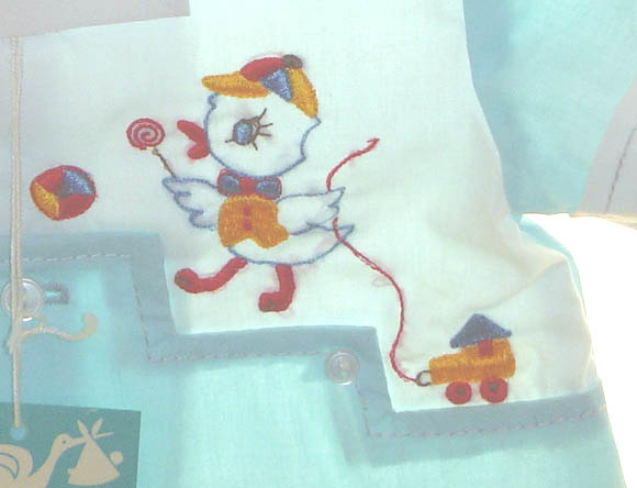 Retro 1960s Unworn Blue and White Diaper Set with Chick Embroidery