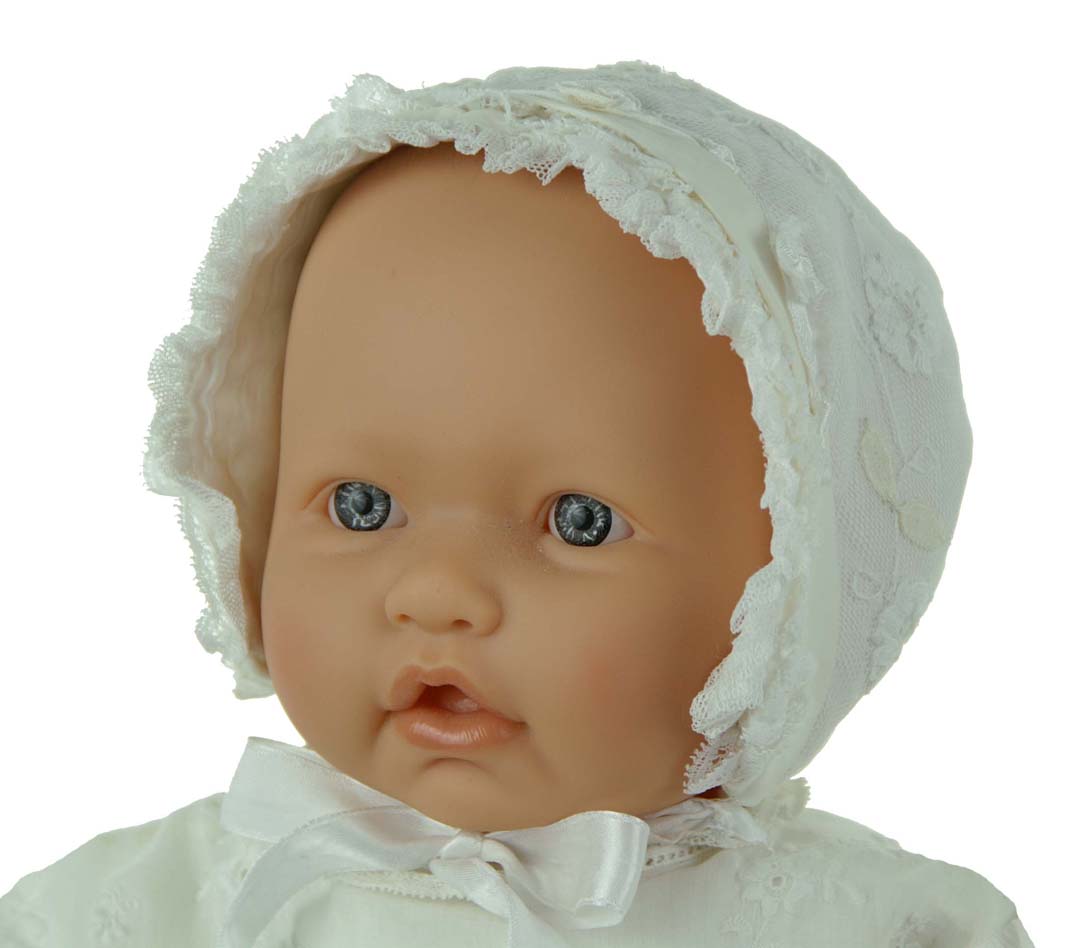 Victorian Winter White Silk Bonnet with Netting, Lace and Flowers