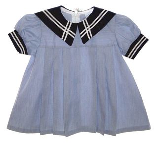 Vintage Little Bitty Blue Pinstriped Sailor Dress with Navy Collar and ...