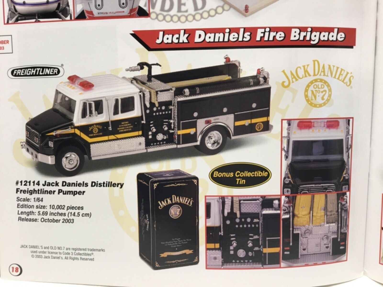 Code 3 Jack Daniels Freightliner Engine and Collector's Tin (12114)