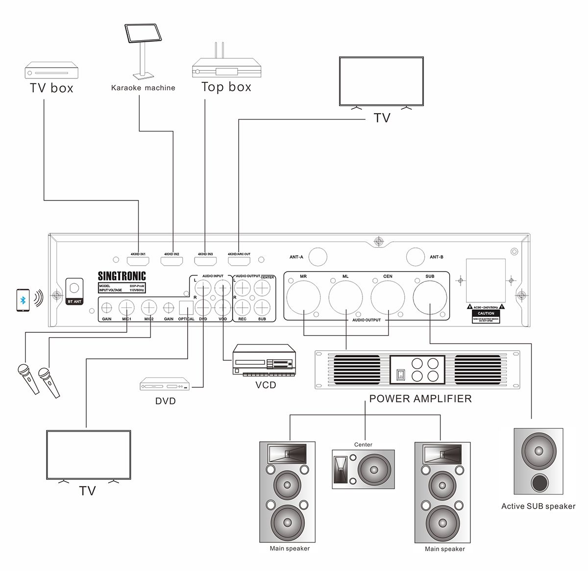 Singtronic DSP-ProM Professional Digital Echo Karaoke Mixer Plus 2 x ...