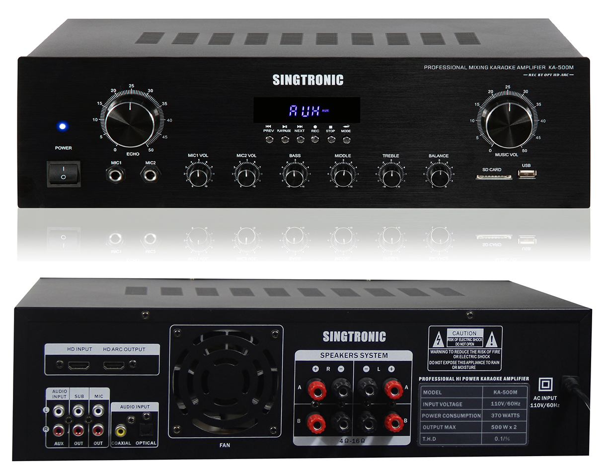 1000W AV Mixing Amplifier for Karaoke w/ USB Voice Recording