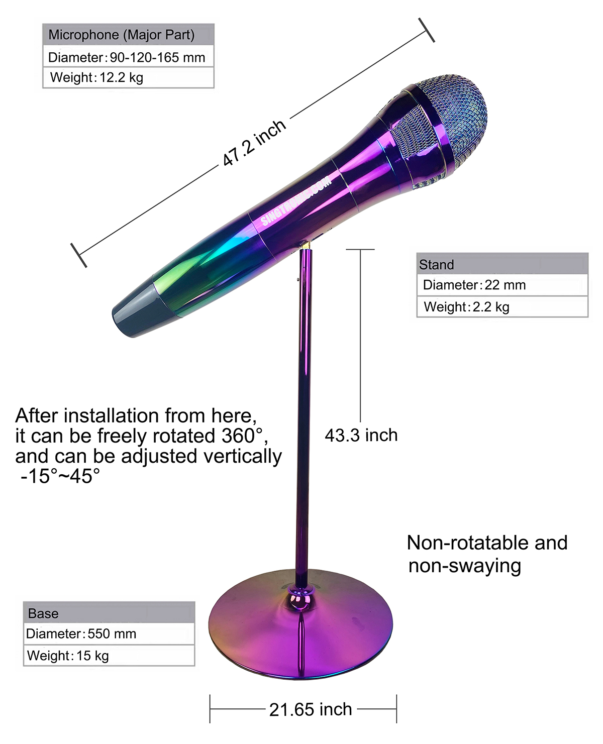 Singtronic GIANT 47" Single Wireless Microphone Karaoke