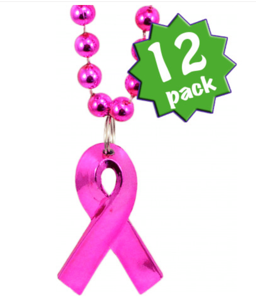 Pink Ribbon Breast Cancer - Mardi Gras Bead Necklaces - 1 Dozen - Bunco ...