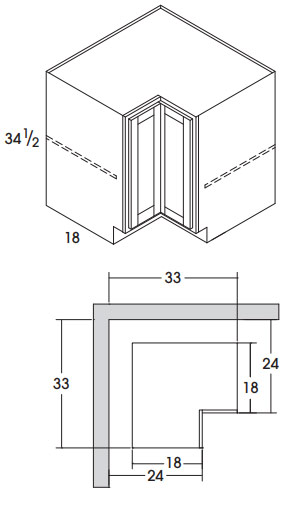 Dartmouth White Paint BER33: Easy Reach Corner Base Cabinet: Assembled ...