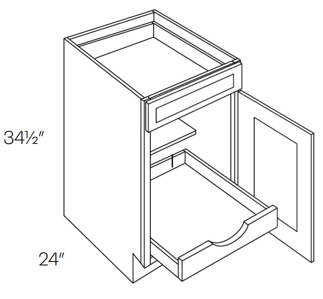 Elegant Dove B18-POS1: 1 Door, 1 Drawer Base Cabinet With 1 Pull Out ...