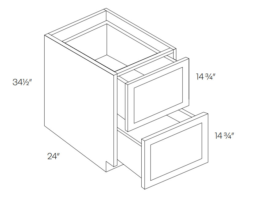 Elegant Dove DB30-2: 2-Drawer Base Cabinet: Pre-Assembled Kitchen Cabinets