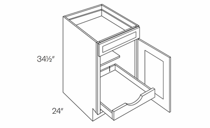 Elegant White 1 Drawer, 1 Door Base Cabinet With 1 Pull Out Shelf