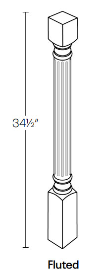 Elegant White POST-F: Fluted Post: Pre-Assembled Kitchen Cabinets