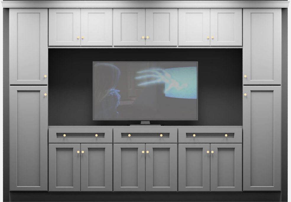 Kabinet King White Shaker EC1-126"x90": Entertainment Center Built-In ...