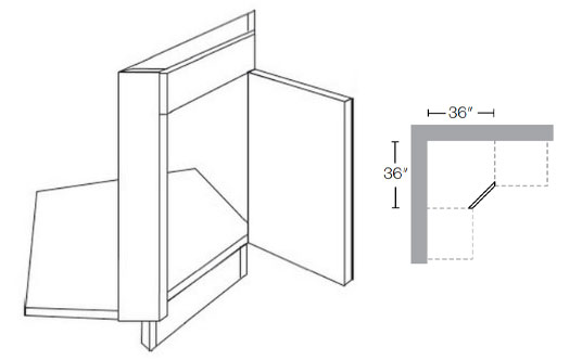 Luxor Harvest CSFFL36 (Floor): Diagonal Corner Sink Front: Assembled ...