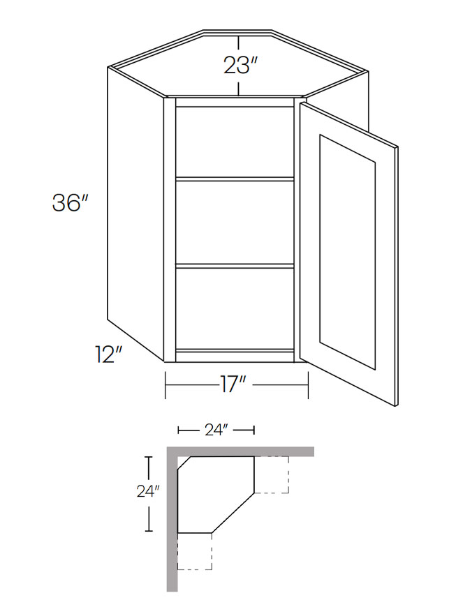 Luxor Harvest CW2436: 36" High Diagonal Corner Wall Cabinet: Assembled ...