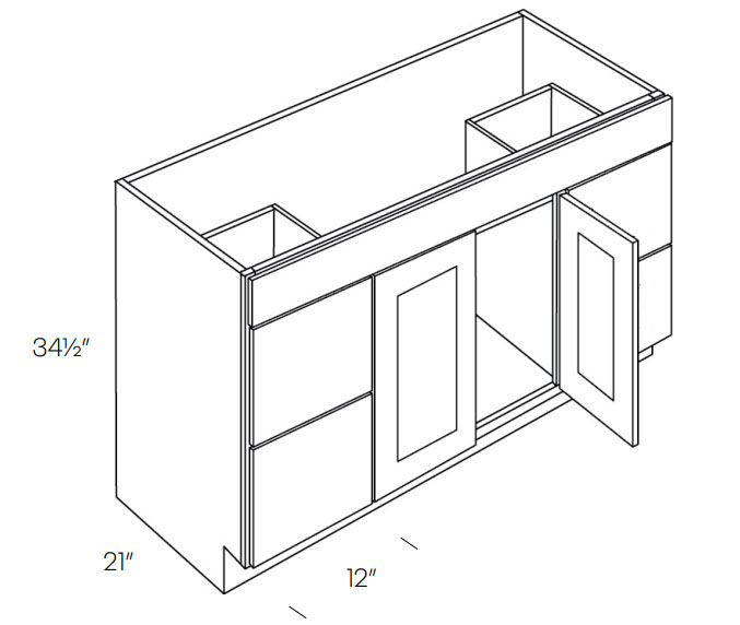 Luxor Harvest V48DD: 2 Door 4 Drawer Vanity Sink Base Cabinet ...