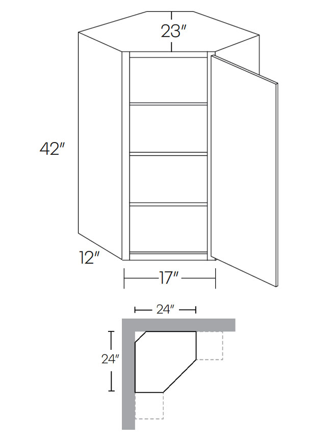 Milano Sand (Matte) CW2442: Diagonal Corner Wall Cabinet: Assembled ...