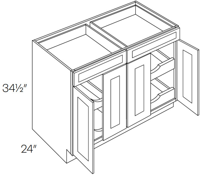 Richmond White B48-POS4: 4 Door, 2 Drawer Base Cabinet With 4 Pull Out ...