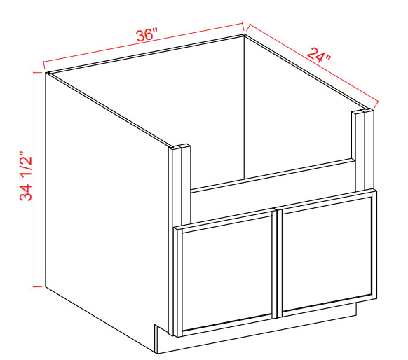 Slim White Oak FSB36: Farm Sink Base Cabinets: Assembled Kitchen Cabinets