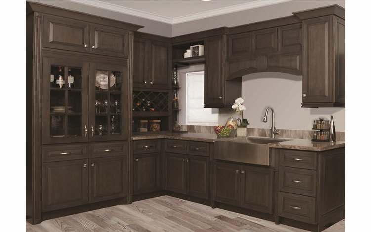 Stone Gray Stained Kitchen Cabinets