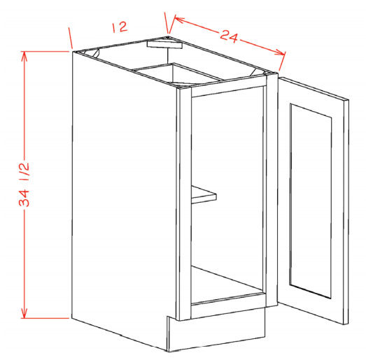 USCD Shaker Ivy B12FH: Full Height Single Door Base Cabinet: RTA ...
