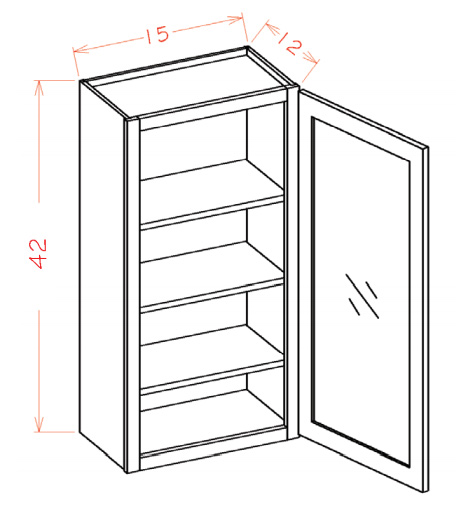 Single wall cabinet with glass door store