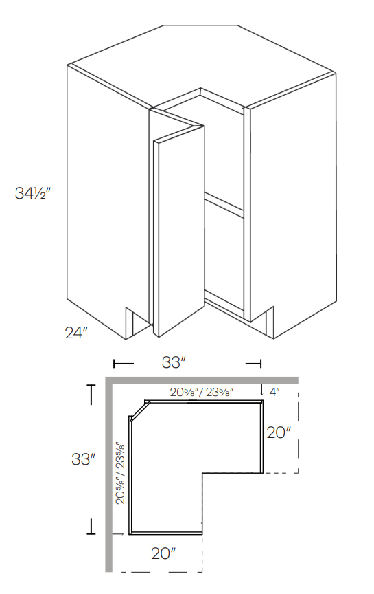 Versailles White BSQC33L: Left Easy Reach Corner Base Cabinet: Pre ...
