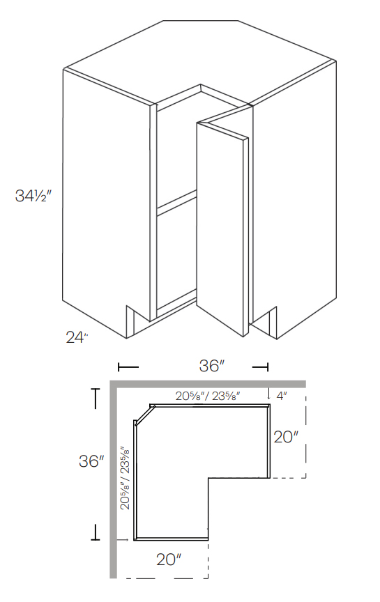 Versailles White BSQC36R: Right Easy Reach Corner Base Cabinet: Pre ...