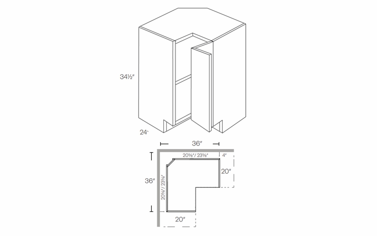 Versailles White BSQC36R: Right Easy Reach Corner Base Cabinet: Pre ...