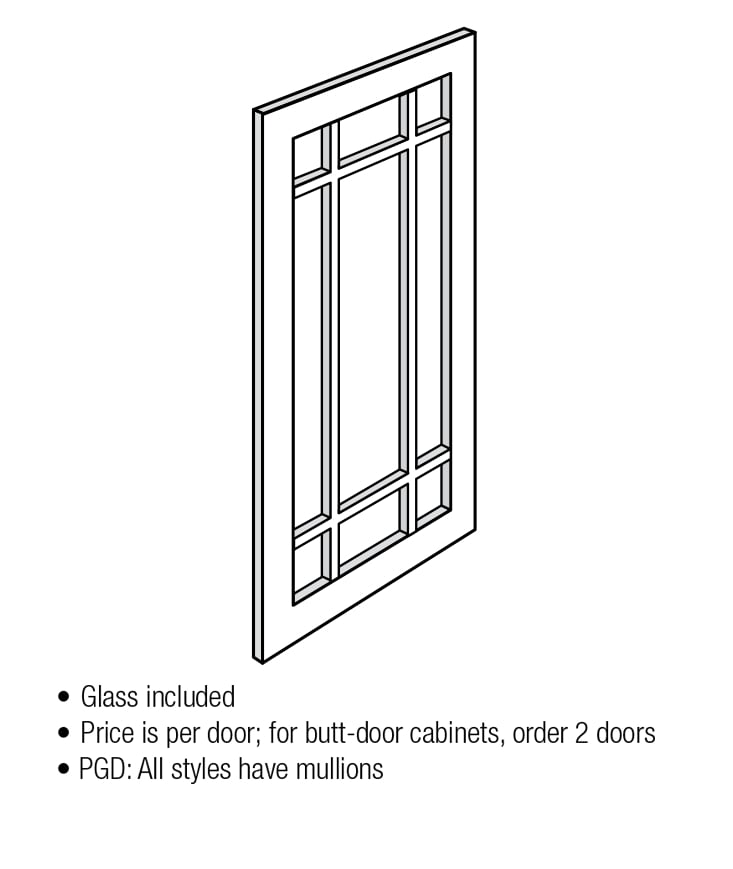 Dover Mullion Glass Doors For Diagonal Cabinets