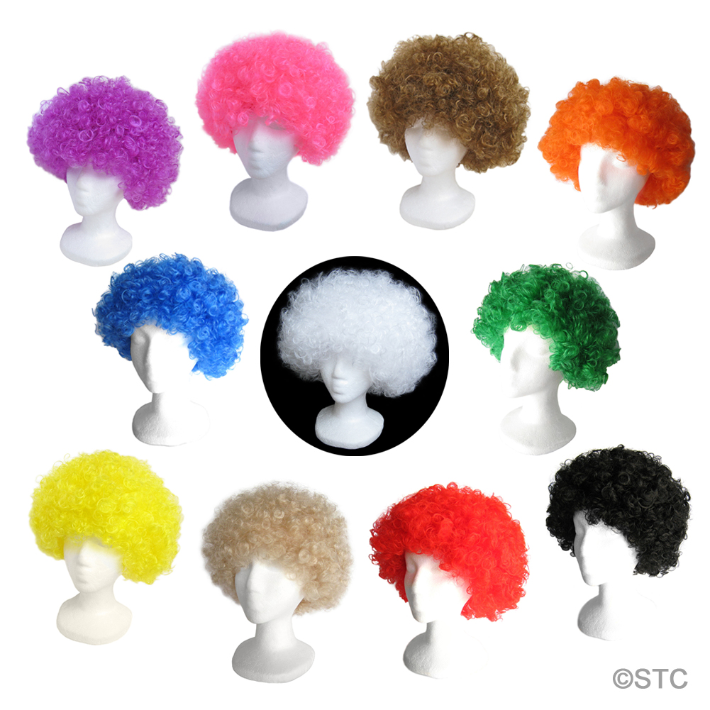 Economy Pink Afro Wig - Halloween 60s 70s Retro Disco Party Clown ...