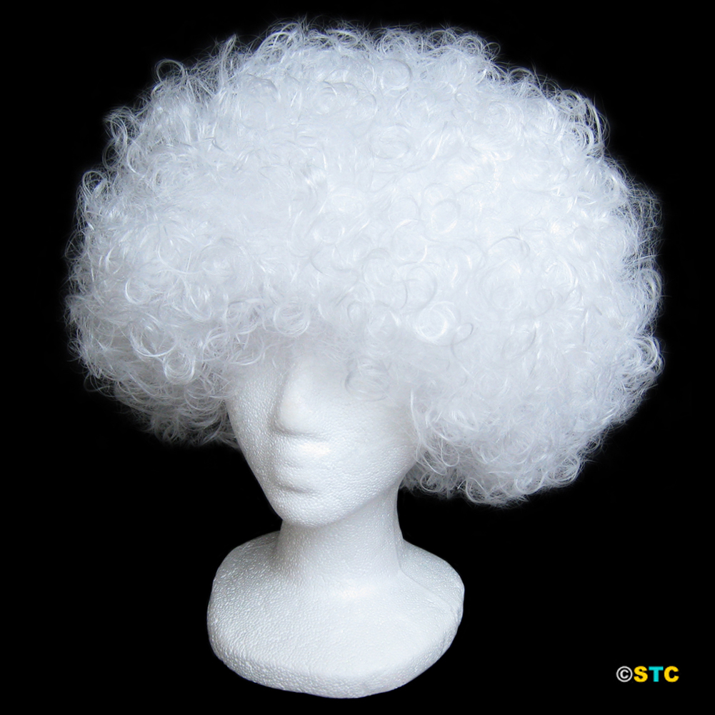 Economy White Afro Wig - Halloween 60s 70s Retro Disco Party Clown ...