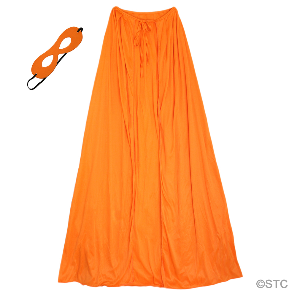 48" Adult Orange Superhero Cape & Mask Costume Set - Halloween Costume ...