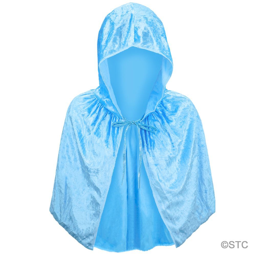 Adult Light Blue Velvet Hooded Cape Capelet - Fairytale Princess Elsa ...